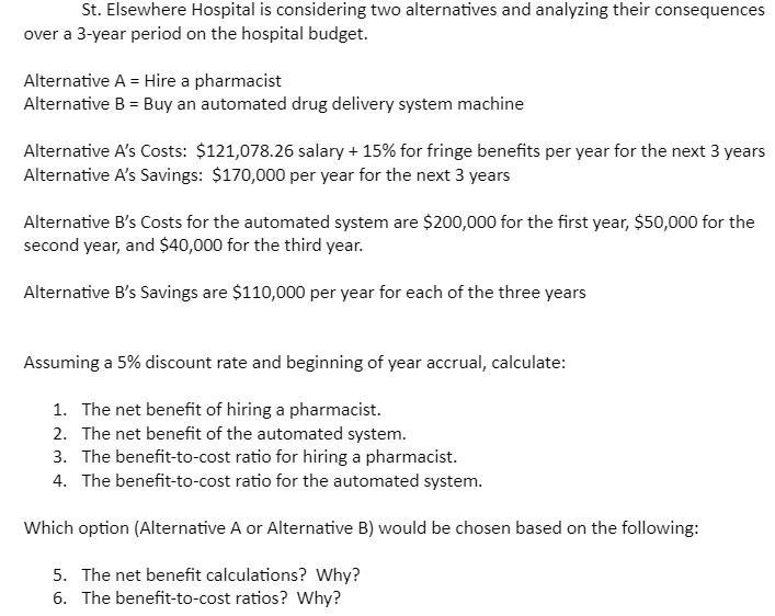 Solved St. Elsewhere Hospital is considering two | Chegg.com