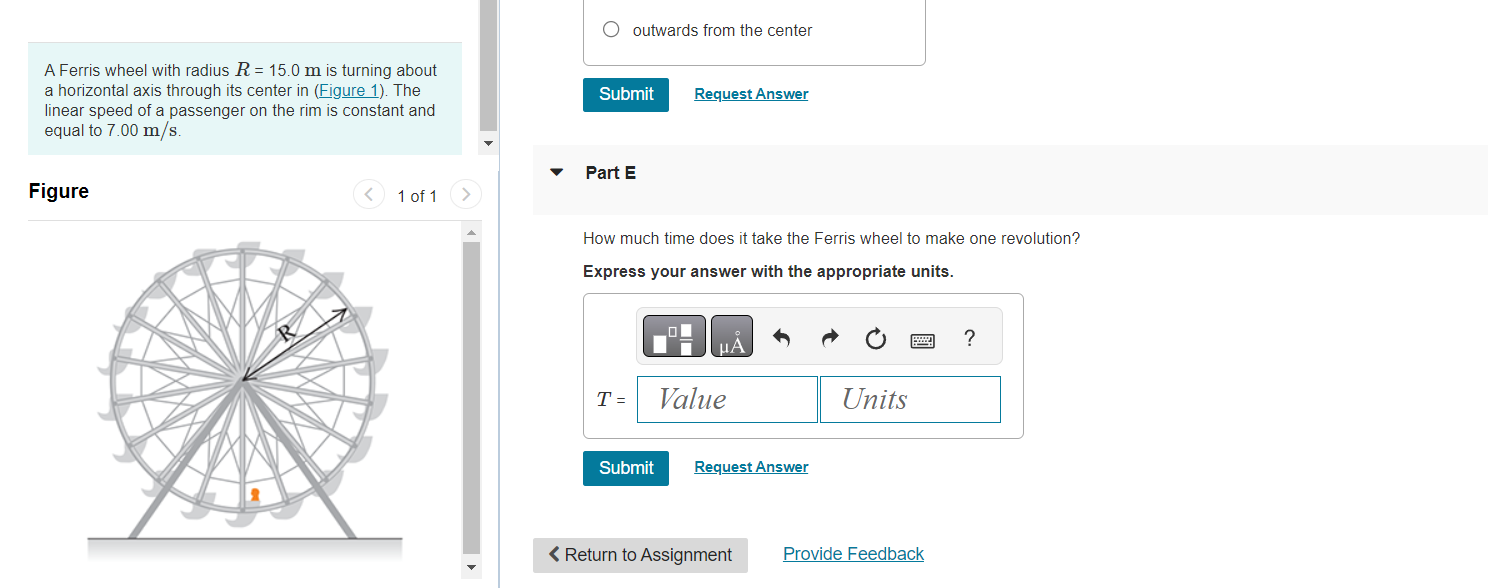 Solved A Ferris wheel with radius R=15.0 m is turning about | Chegg.com