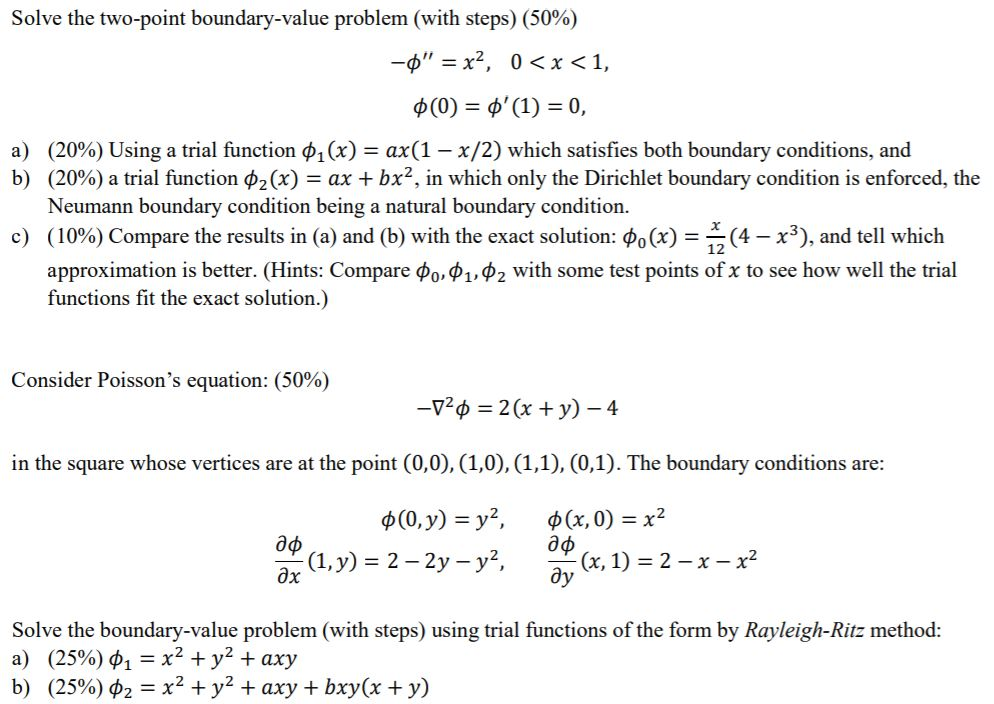 Solved Solve The Two Point Boundary Value Problem With