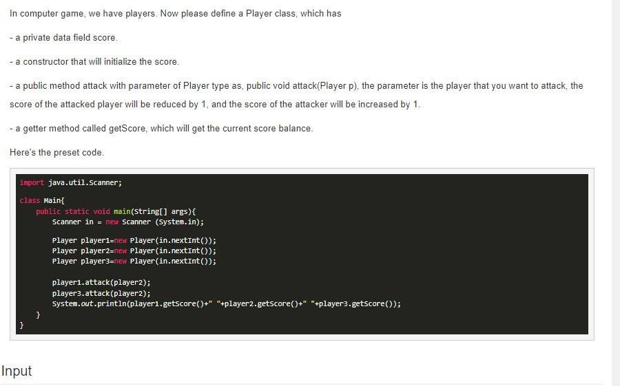 Solved In computer game, we have players. Now please define | Chegg.com