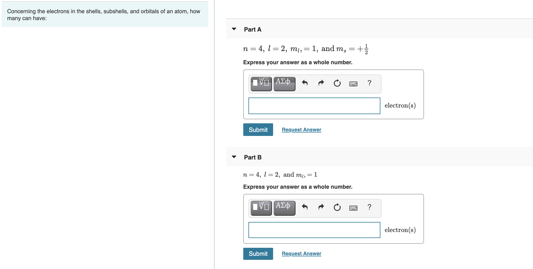 Solved Concerning the electrons in the shells, subshells, | Chegg.com
