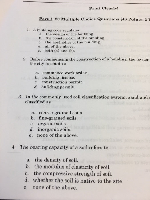 Solved Print Clearly! Part 1: 20 Multiple Choice Questions | Chegg.com