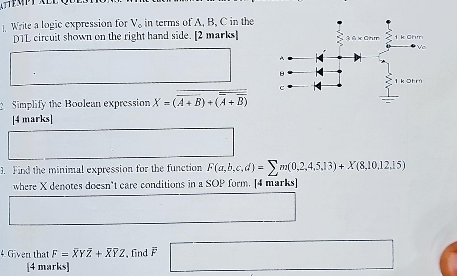 Solved Write a logic expression for V_(o) in terms of A,B,C | Chegg.com
