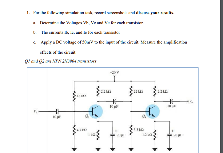 Solved 1. For the following simulation task, record | Chegg.com