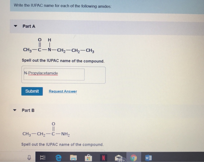 Solved Write the IUPAC name for each of the following amides | Chegg.com