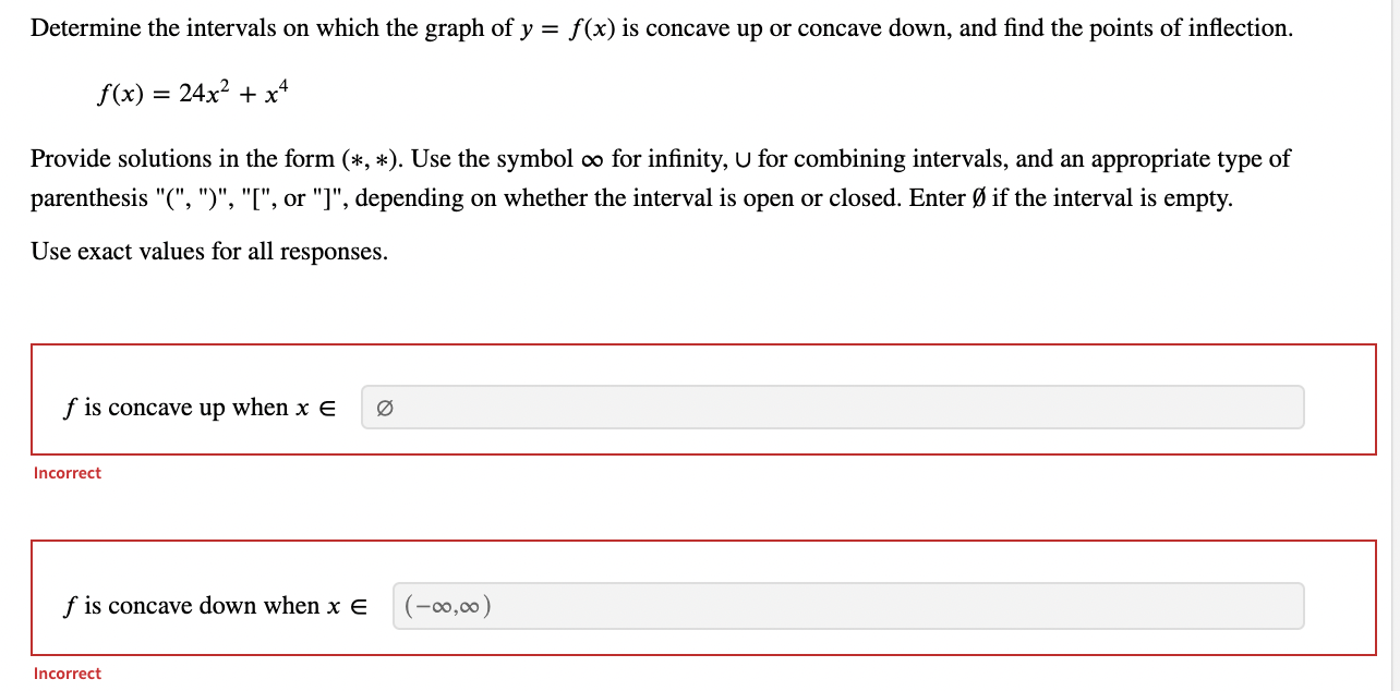 Solved Determine the intervals on which the graph of y=f(x) | Chegg.com