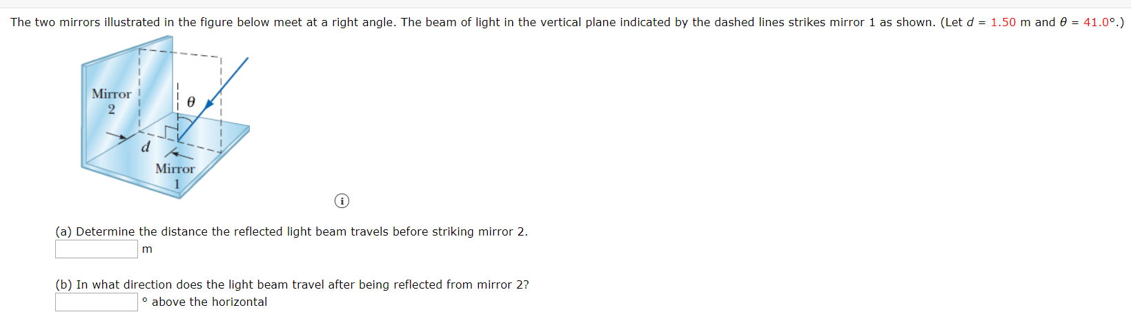 Solved The two mirrors illustrated in the figure below meet | Chegg.com
