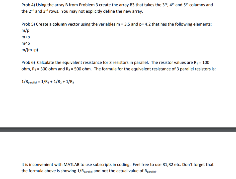 Solved MATLAB Chapt 1 & 2 problems. HW 6 Engineering 1181 | Chegg.com