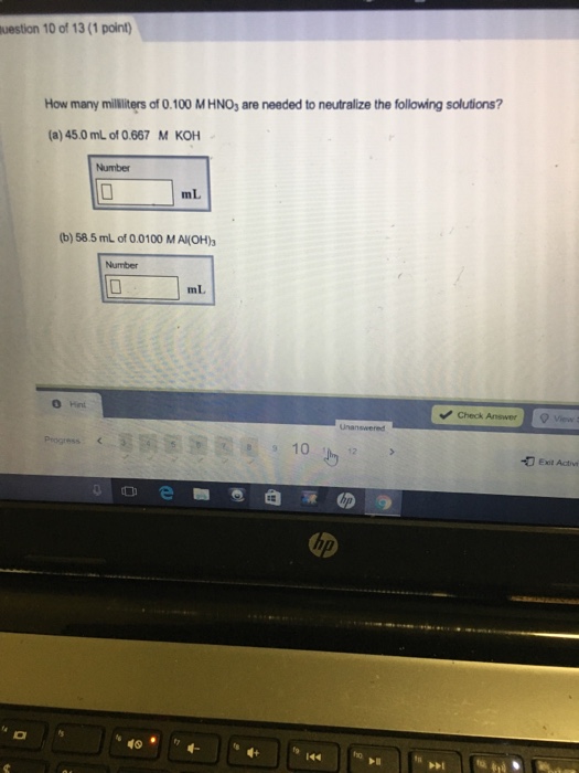 Solved How many milliliters of 0.100 M HNO_3 are needed to | Chegg.com