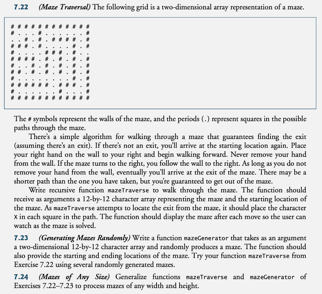 Solved 722 Maze Traversal The Following Grid Is A 