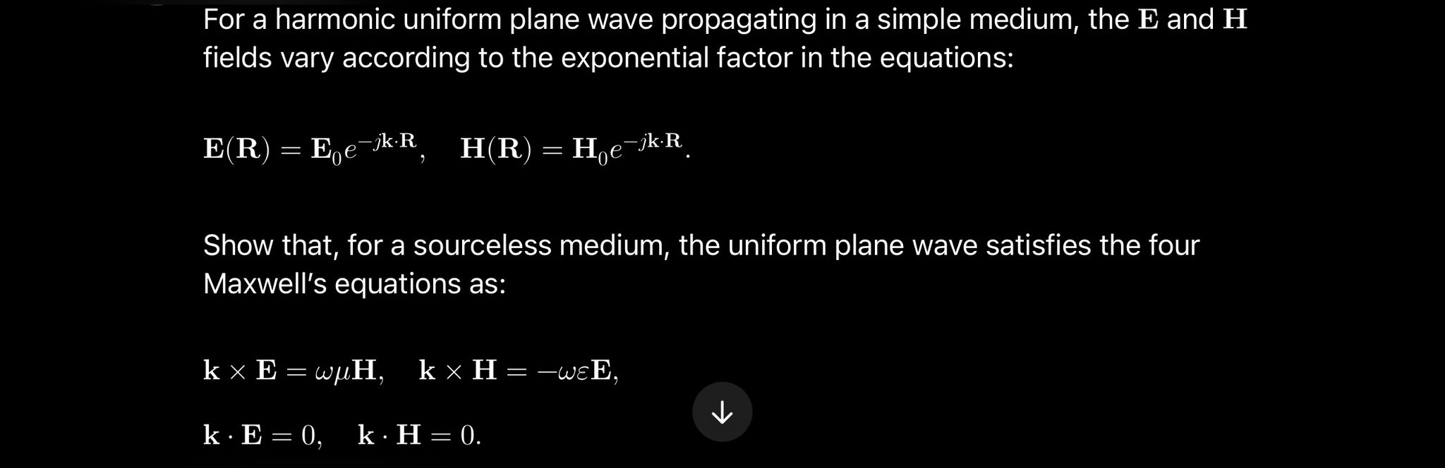 Solved For a harmonic uniform plane wave propagating in ﻿a | Chegg.com