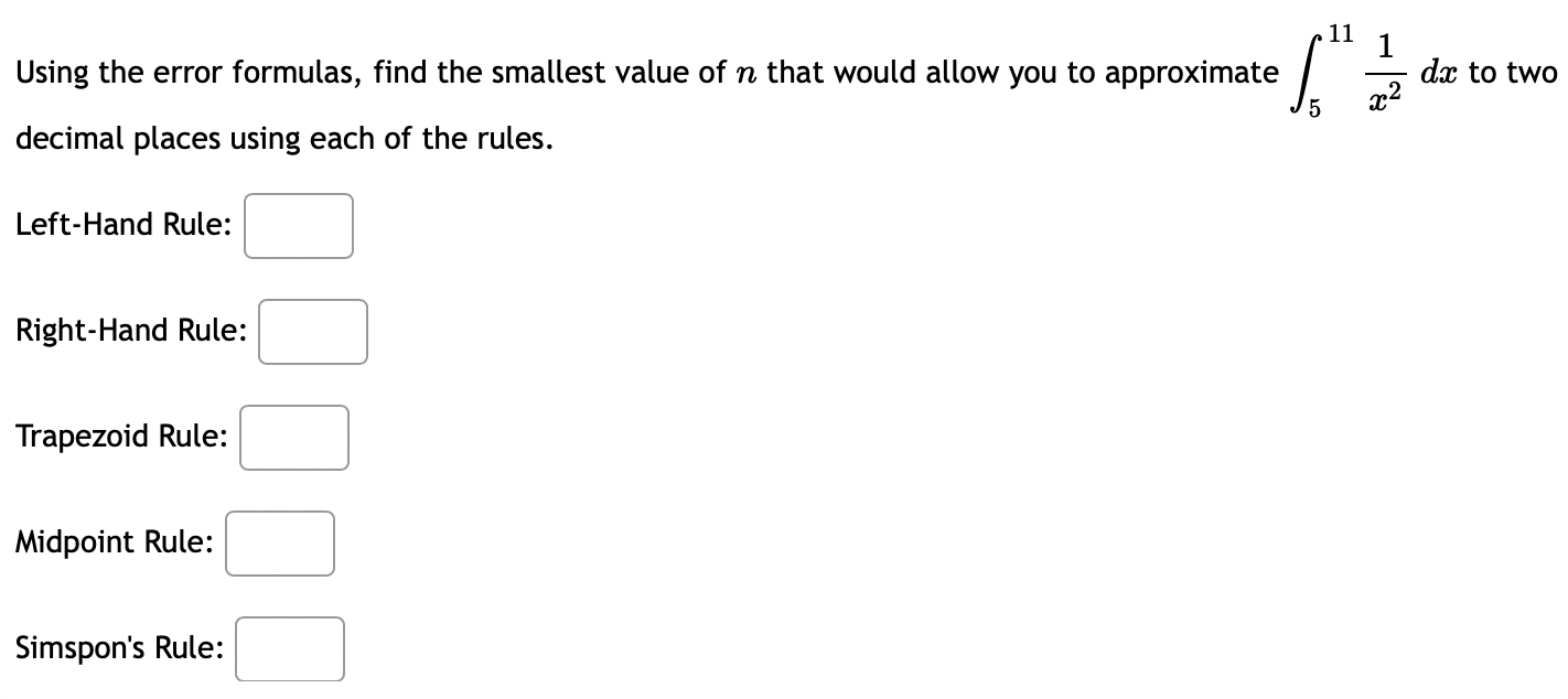 Solved Using The Error Formulas Find The Smallest Value Of 3564