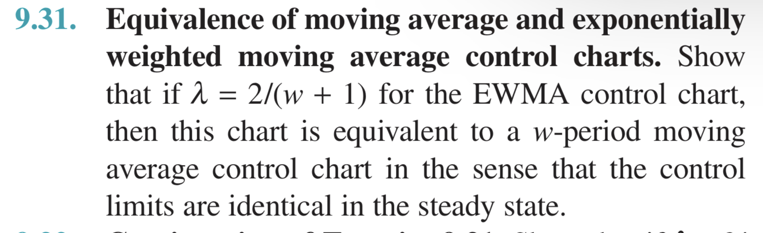 Solved .31. Equivalence of moving average and exponentially | Chegg.com