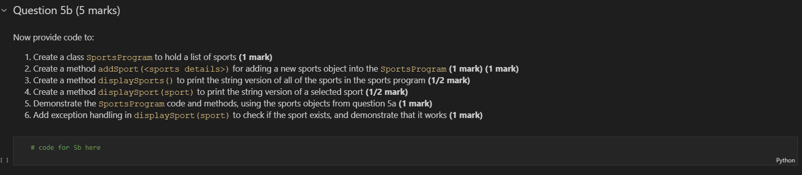 Solved Question 5b (5 marks) Now provide code to: 1. | Chegg.com