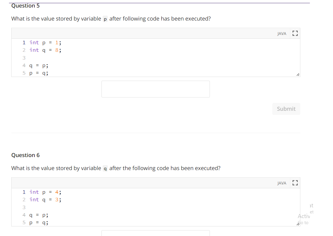 Solved Question 5 What Is The Value Stored By Variable P