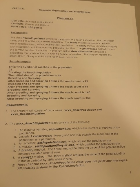 Solved CPS 2231 Computer Organization and Programming Progra | Chegg.com