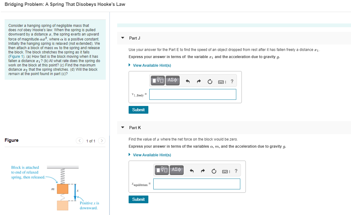 Solved Bridging Problem: A Spring That Disobeys Hooke's Law | Chegg.com