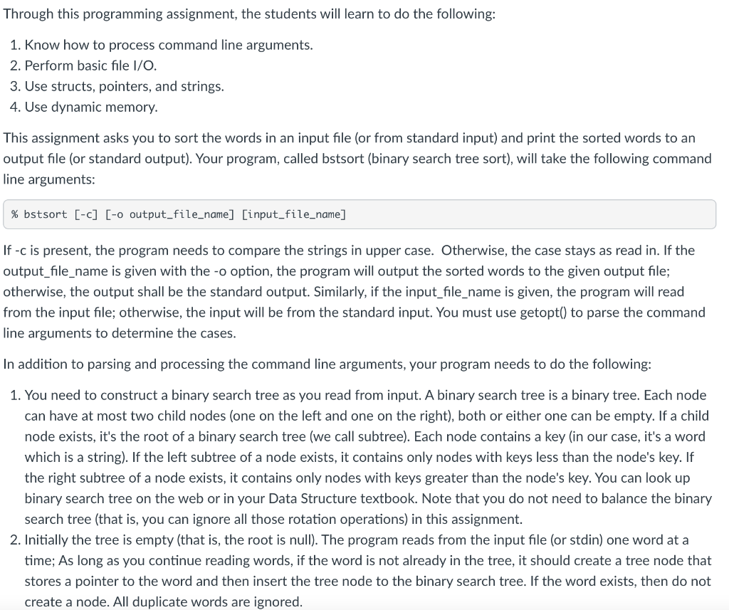 Solved I need this done in C with only two files bsort.c and | Chegg.com