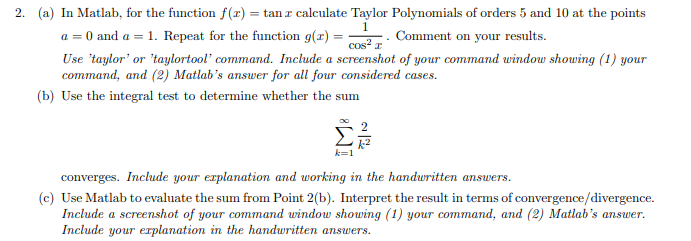 Solved (a) In Matlab, for the function f(x)=tanx calculate | Chegg.com