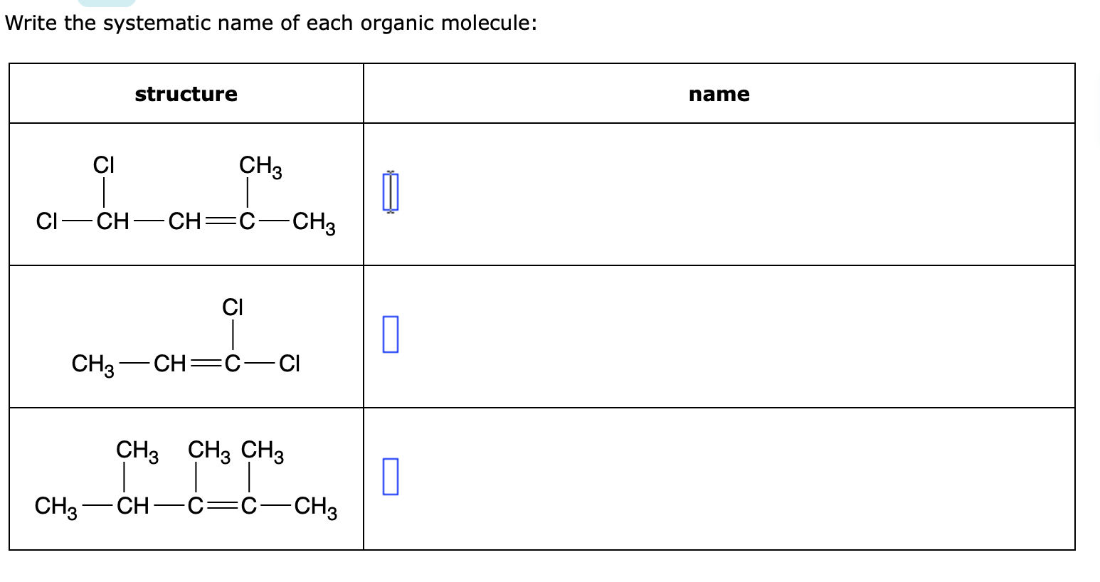 Solved Write the systematic name of each organic molecule: | Chegg.com