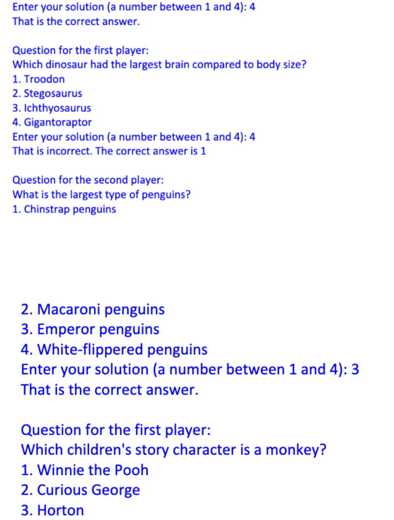 Solved Python Exercise 8 Trivia Game - Questions Class (15 | Chegg.com