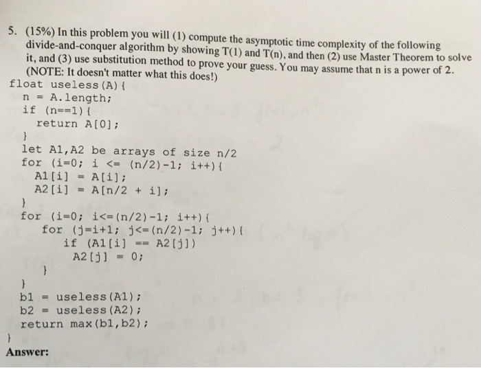 (Solved) : 5 15 Problem 1 Compute Asymptotic Time Complexity Following ... (Solved) : 5 15 Problem 1 Compute Asymptotic Time Complexity Following ...