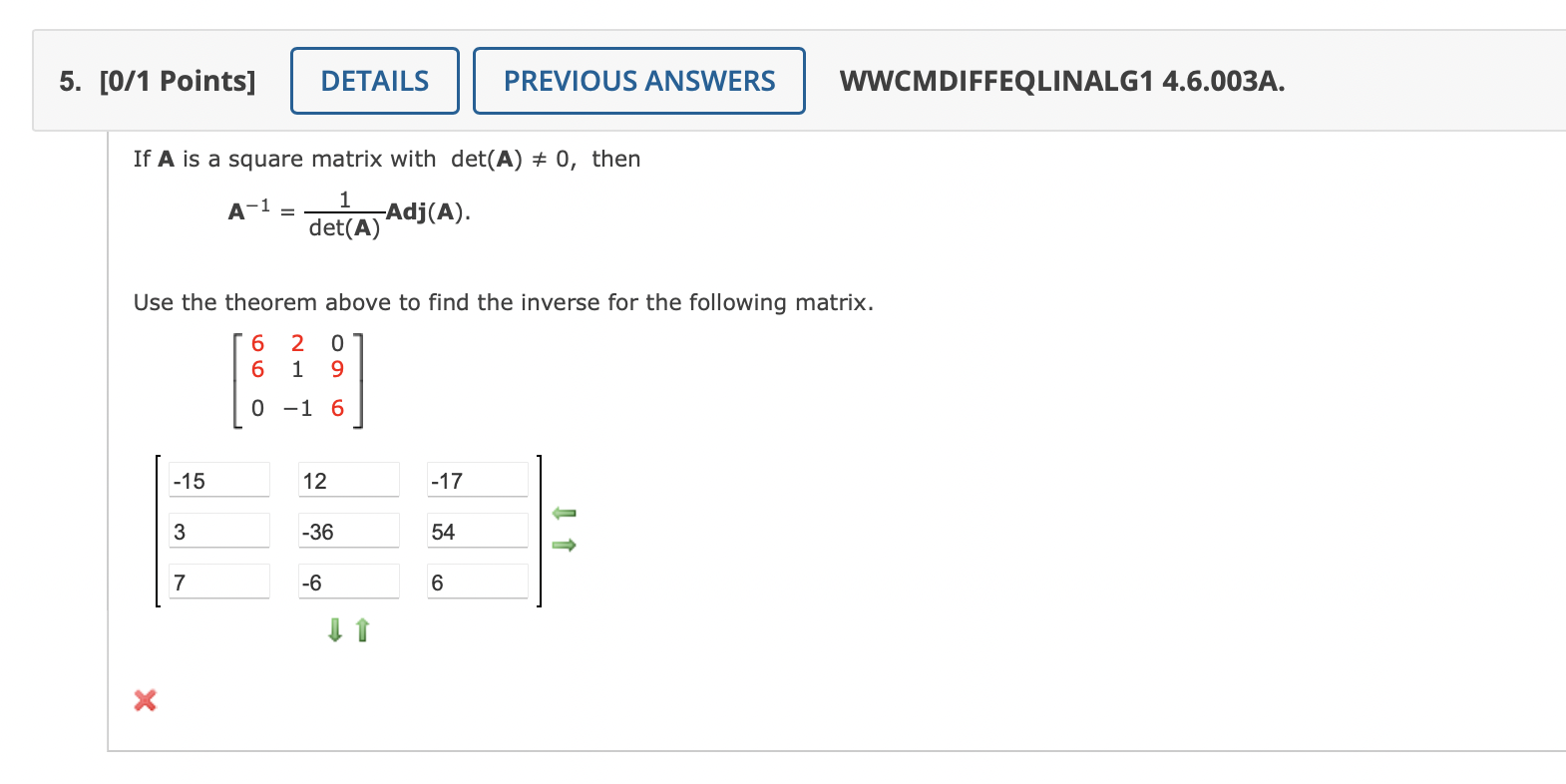 Solved If A is a square matrix with det(A) =0, then | Chegg.com