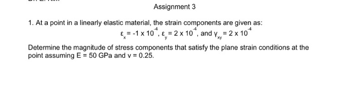 Solved Assignment 3 1. At a point in a linearly elastic | Chegg.com