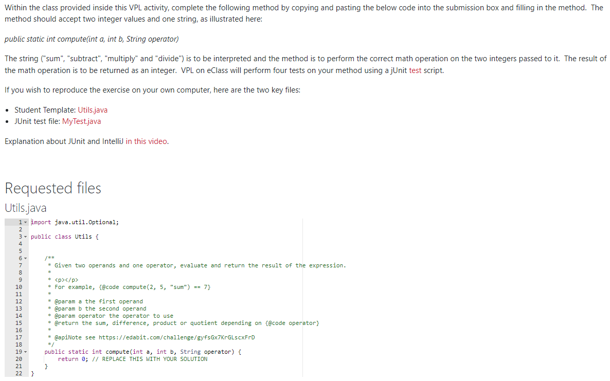 Solved Within the class provided inside this VPL activity, | Chegg.com