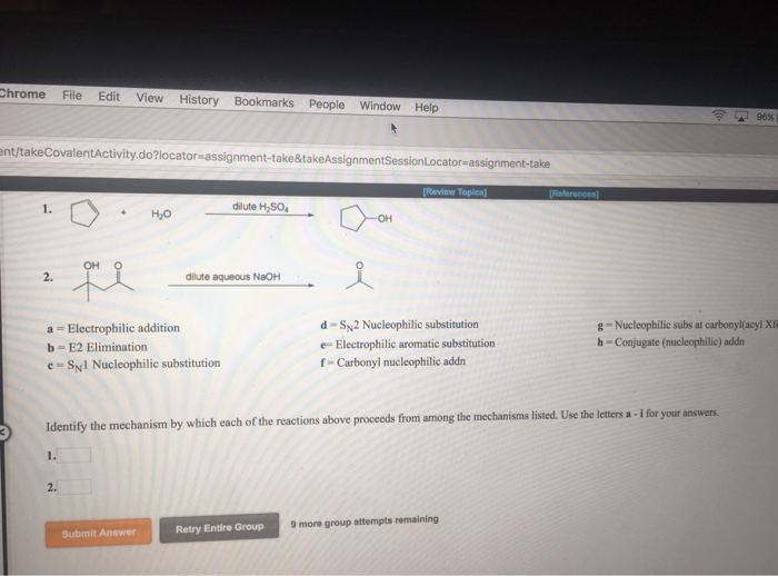 Solved Identify the mechanism by which each of the reactions | Chegg.com