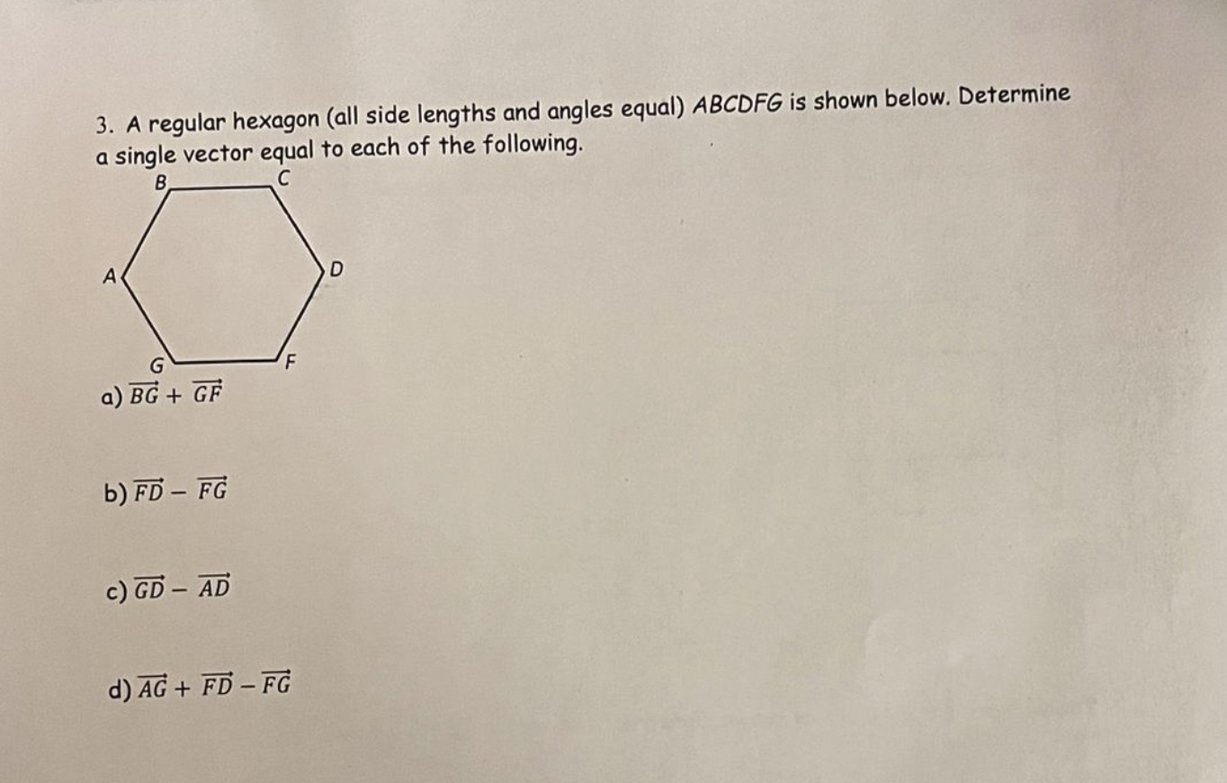 Solved 3. A regular hexagon (all side lengths and angles | Chegg.com