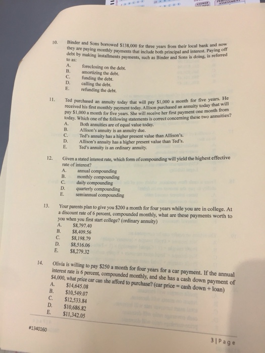 Solved Binder and Sons borrowed $138,000 for three years | Chegg.com