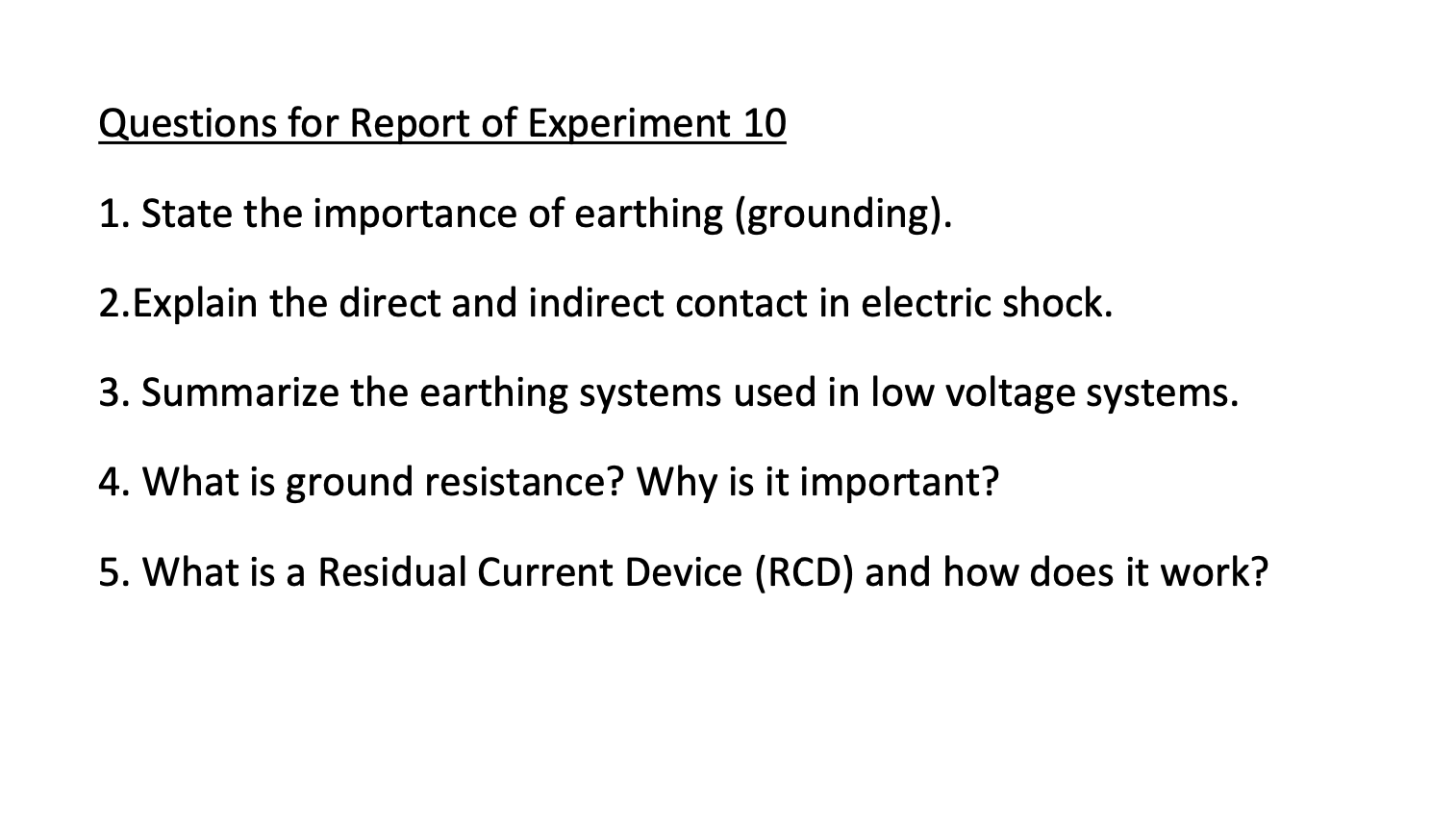Solved Questions for Report of Experiment 10 1. State the | Chegg.com