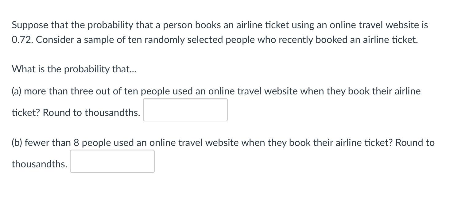 Solved Suppose that the probability that a person books an | Chegg.com