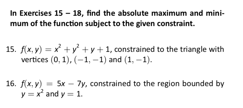 Solved In Exercises 15 – 18, find the absolute maximum and | Chegg.com