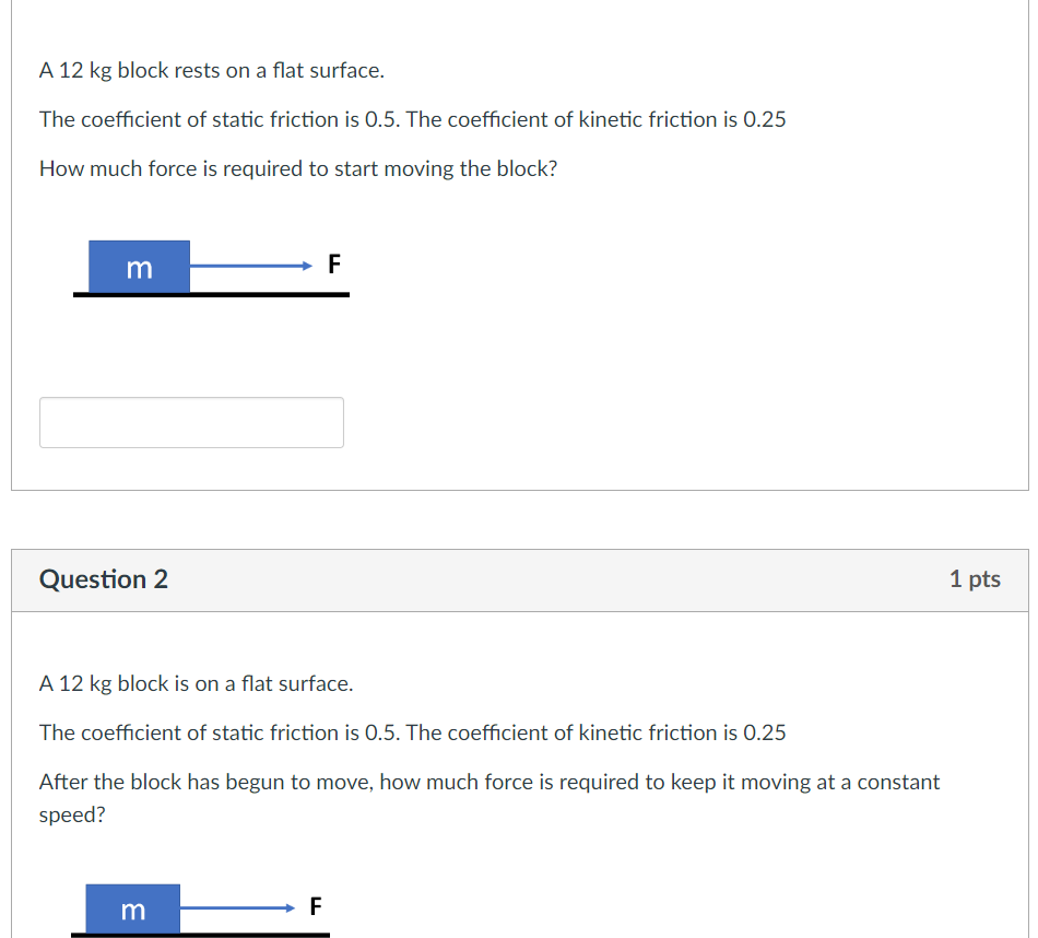 Solved A 12 kg block rests on a flat surface. The | Chegg.com