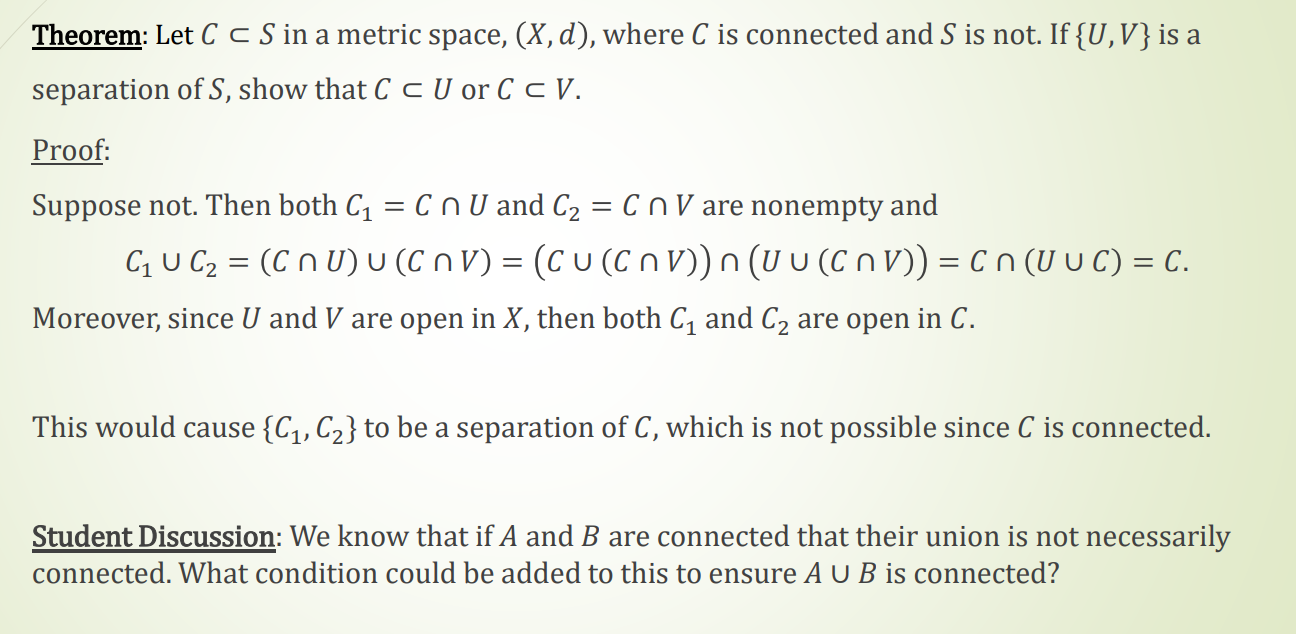 Solved Theorem: Let C C S in a metric space, (X, d), where C | Chegg.com