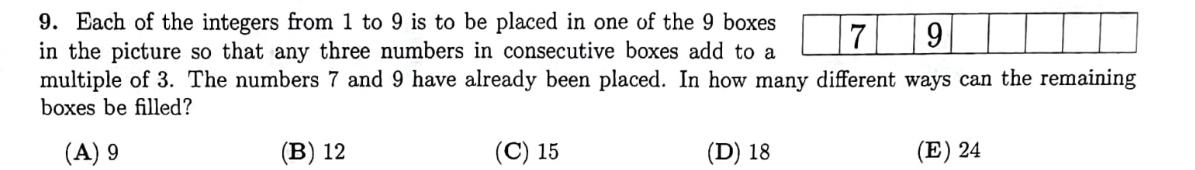 Solved 9. Each of the integers from 1 to 9 is to be placed | Chegg.com
