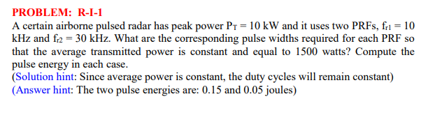 Solved Pav τ A. RADAR PULSE CHARACTERISTICS: TUTORIAL Peak | Chegg.com