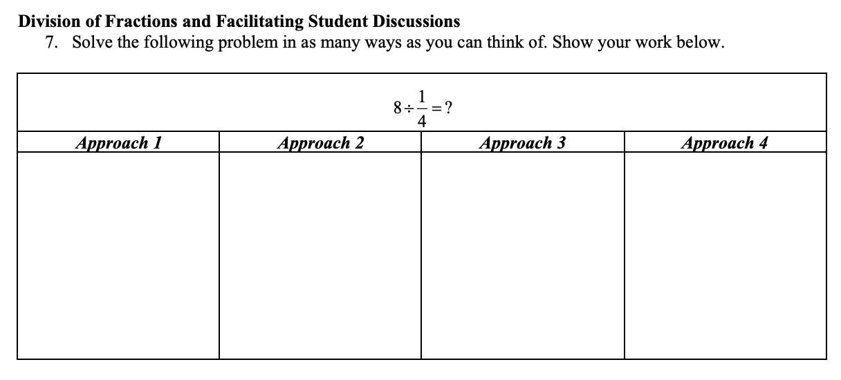 Solved Division of Fractions and Facilitating Student | Chegg.com