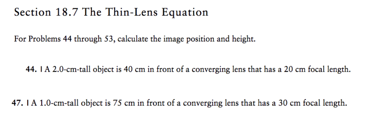 Solved Section 18.7 The Thin-Lens Equation For Problems 44 | Chegg.com