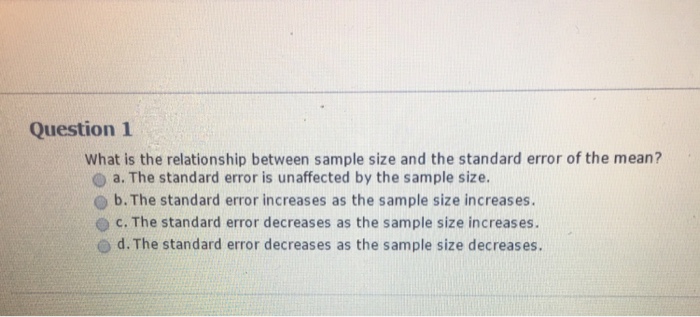 Solved What Is The Relationship Between Sample Size And The