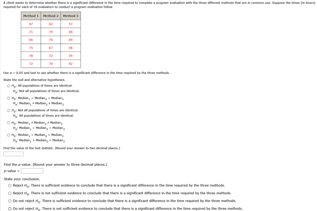 Solved required for each of 18 ﻿evaluators to conduct a | Chegg.com