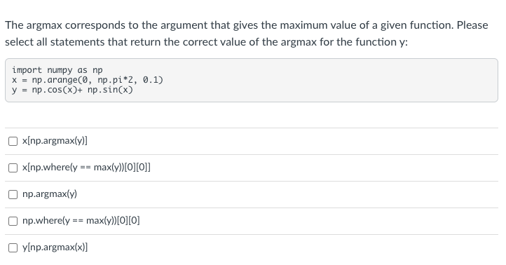 Solved The argmax corresponds to the argument that gives the | Chegg.com