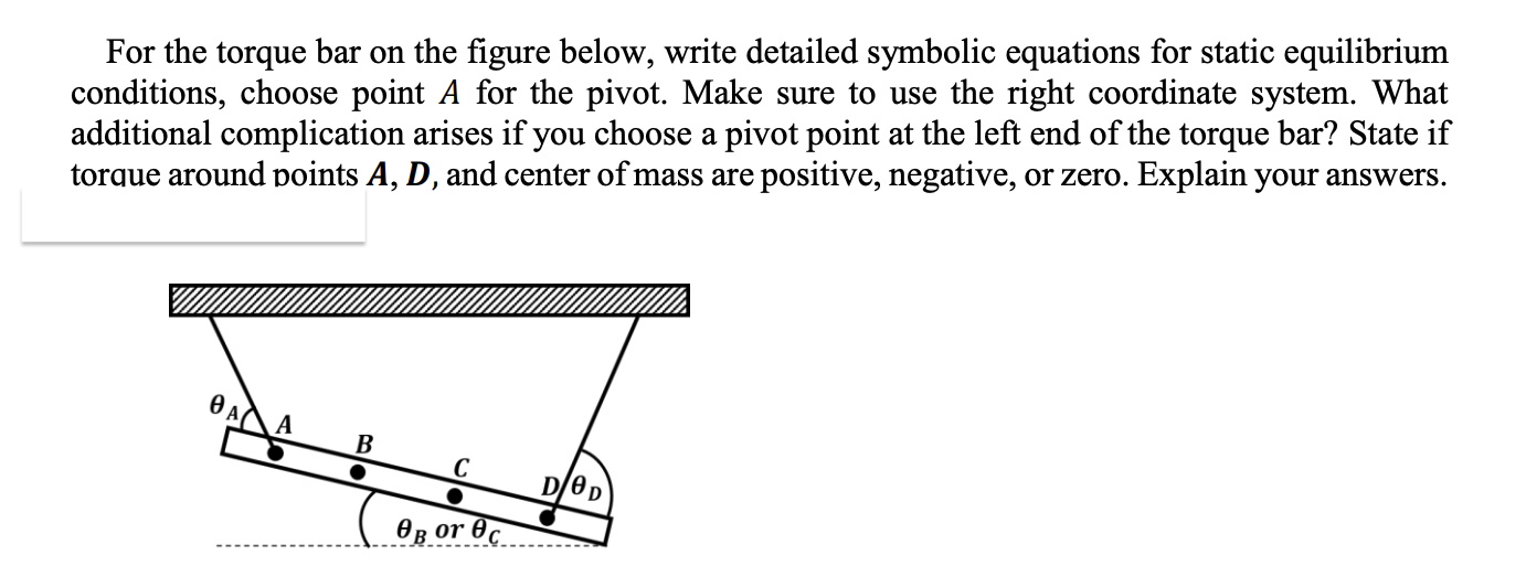 Solved For the torque bar on the figure below, write | Chegg.com