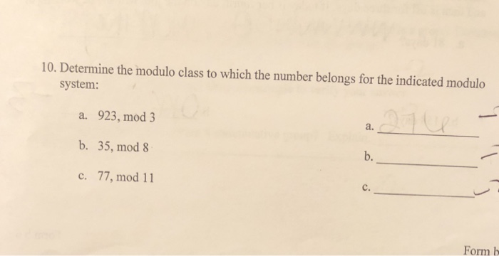Solved 10. Determine the modulo class to which the number | Chegg.com