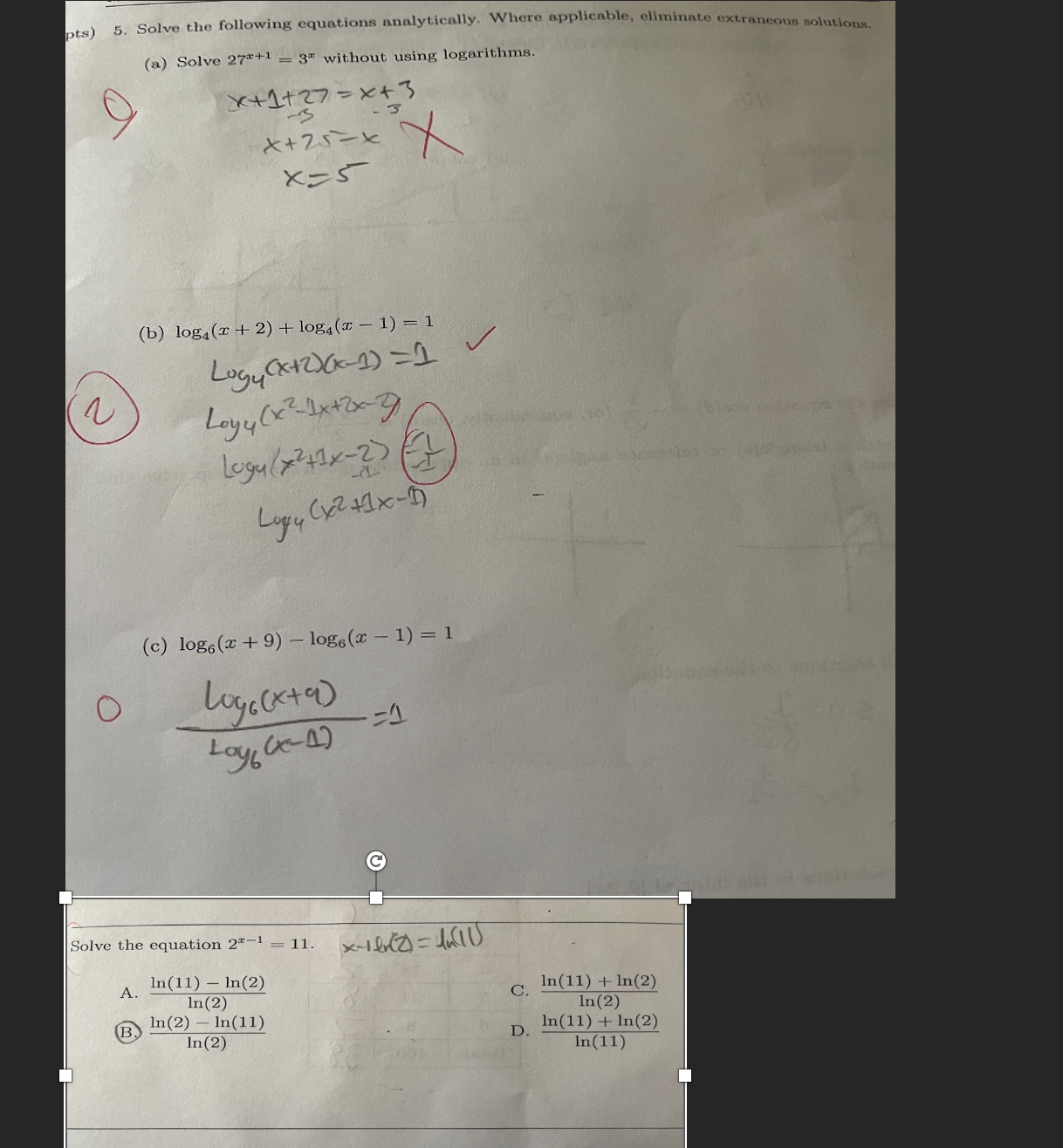 Solved pts) 5. Solve the following equations analytically. | Chegg.com