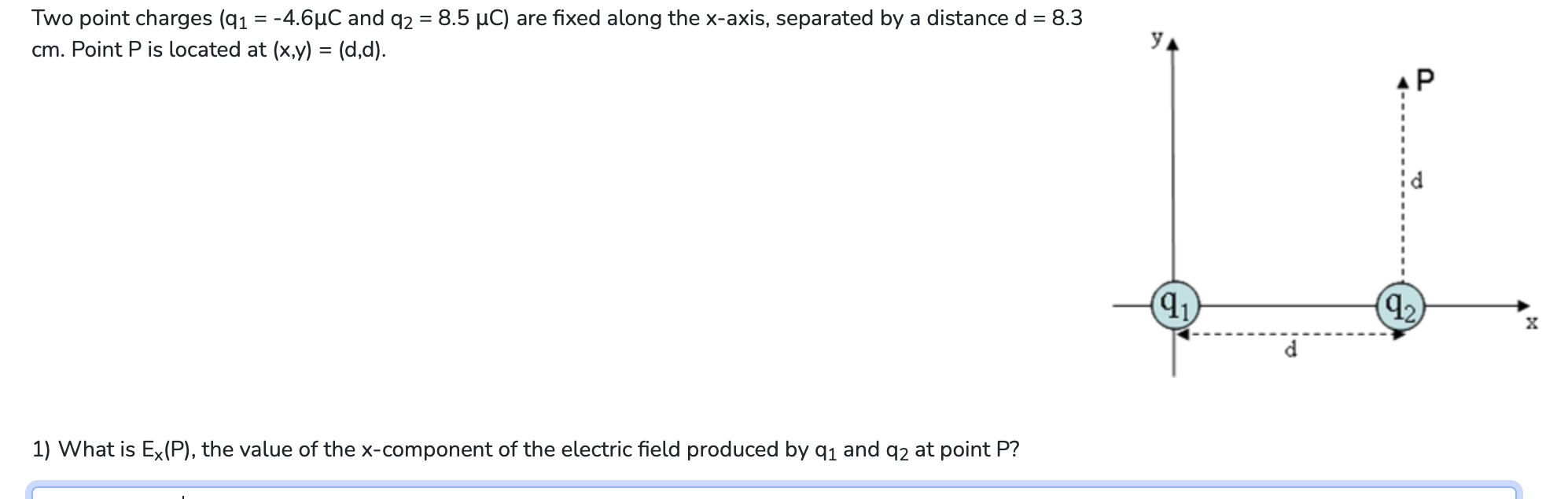 Solved Two point charges (q1=−4.6μC and q2=8.5μC) are fixed | Chegg.com