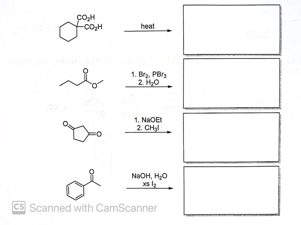 Solved CO2H -CO2H heat 1. Br2, PBr3 2. H20 1. NaOET 2. CH31 | Chegg.com