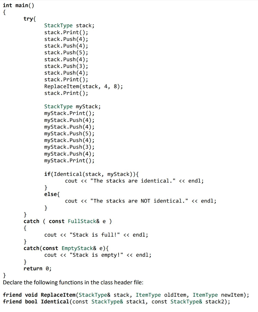 Solved Can someone solve create a replaceitem and identical | Chegg.com